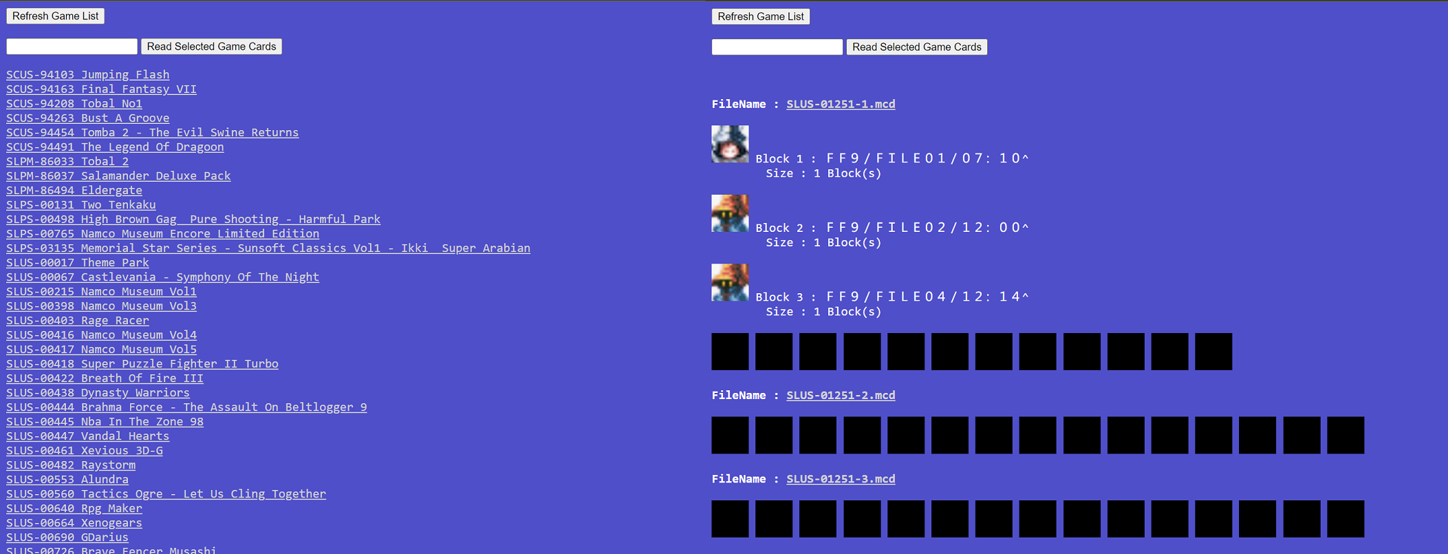 GitHub - rpierucci/MemcardPro-Web-Tool: Tool used to facilitate viewing downloaded Playstation 1 ...